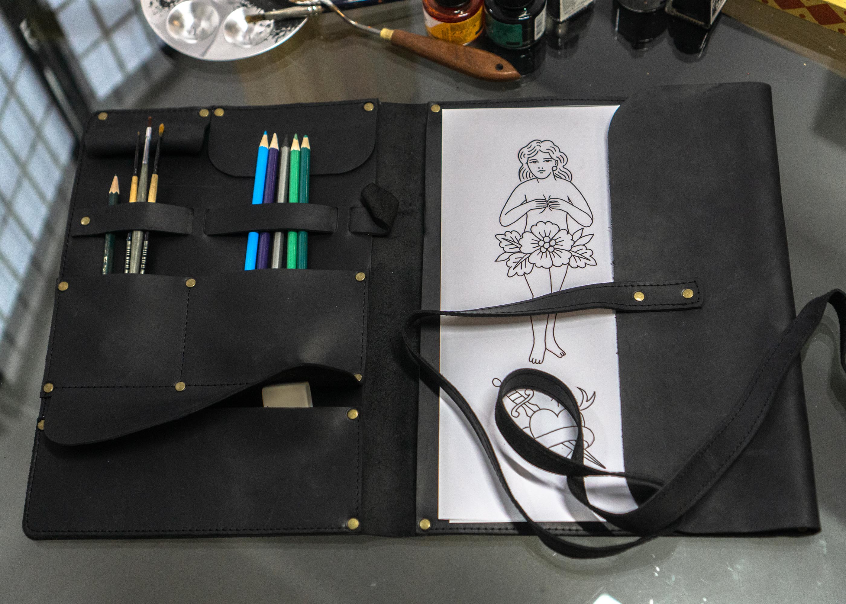 Leather Sketchbook A4 Cover | Brown Black | Artists Gifts | HANDCRAFTED