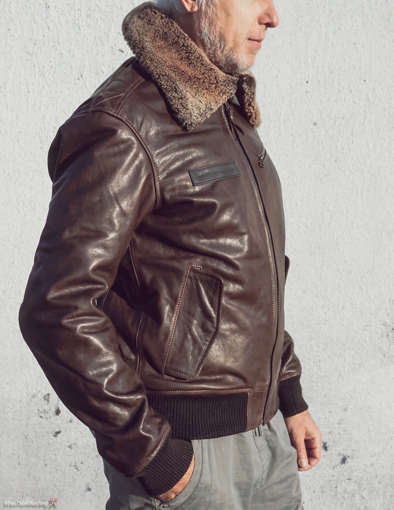 Brown Leather flying jacket. Leather Jaсket pilot, vintage style ...